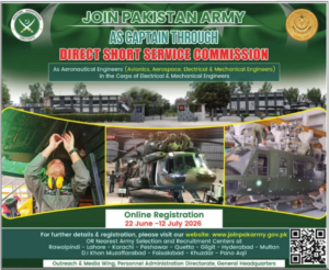 Join Pakistan Army as Captain Through Direct Short Service Commission ...