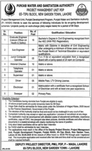 Punjab Water And Sanitation Authority WASA Jobs in Lahore June 2026